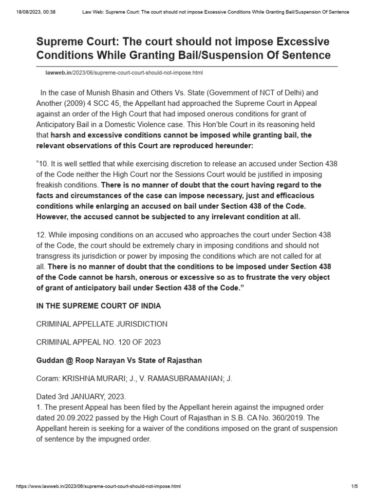 Law Web - Supreme Court - The Court Should Not Impose Excessive ...