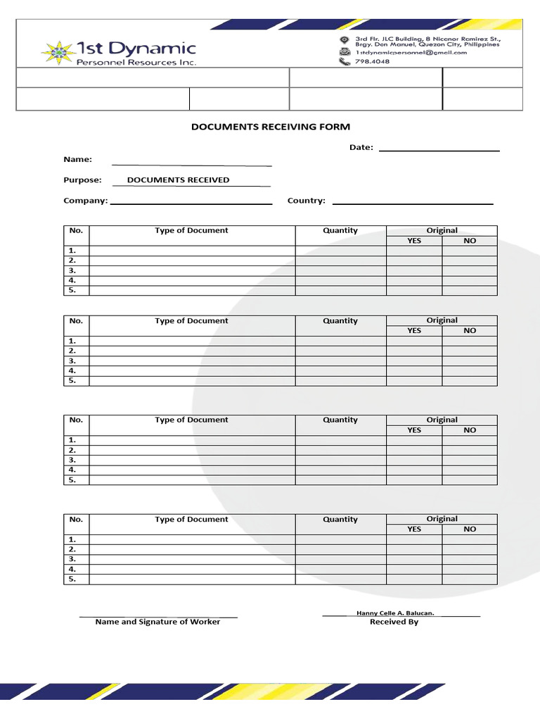 Dpri Ops Drecf 01 Receiving Form 030039 | PDF