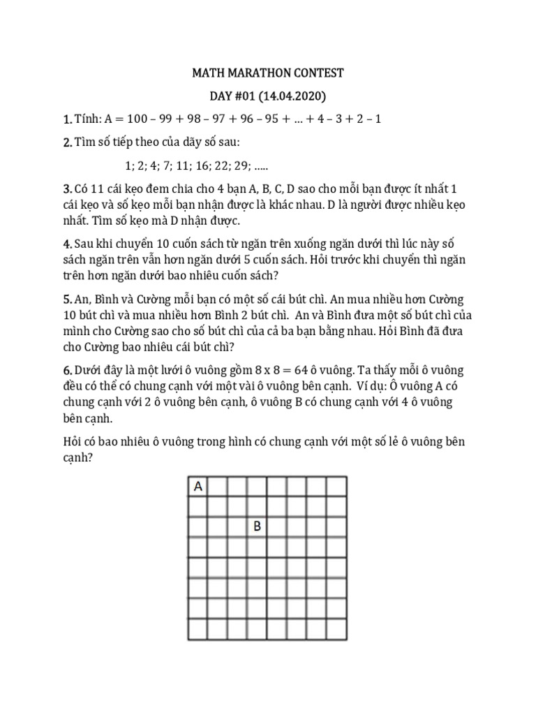 Math Marathon Contest Day 01 | PDF