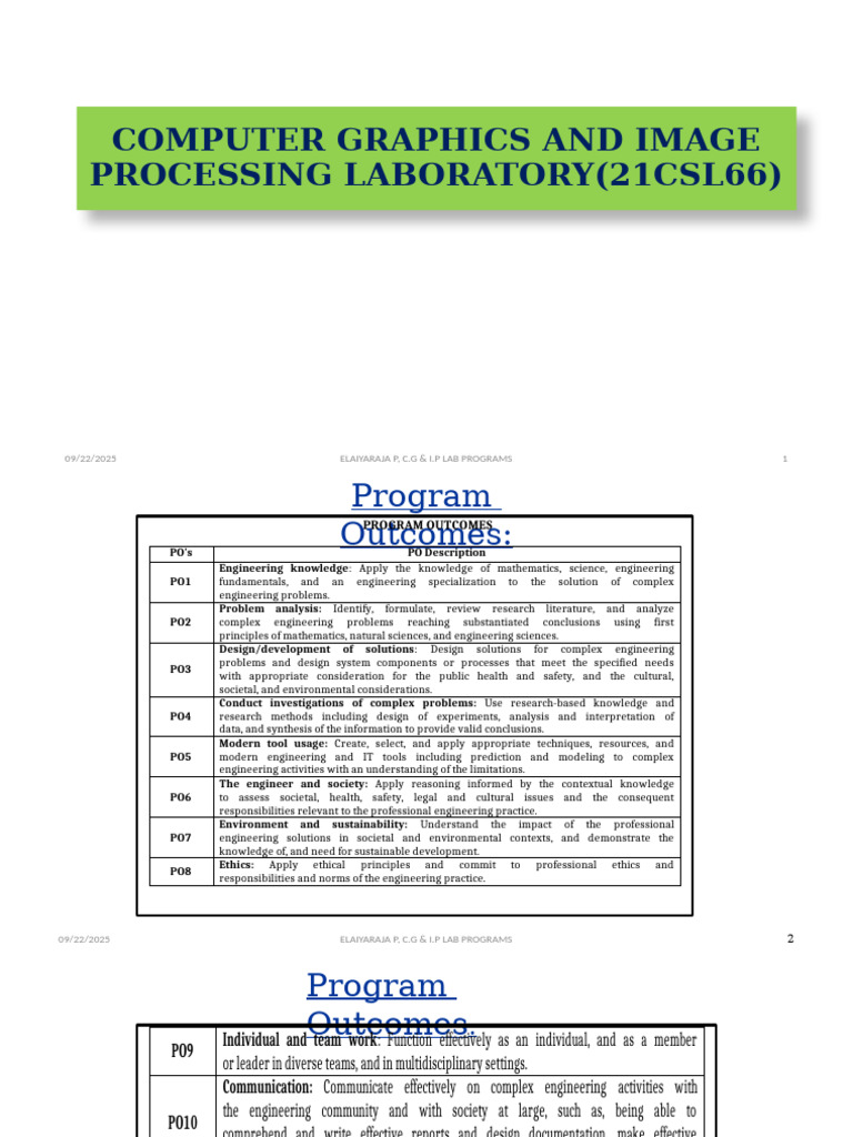 PRG 1-5 Computer Graphics and Image Processing Laboratory (21CSL66) | PDF | Engineering ...