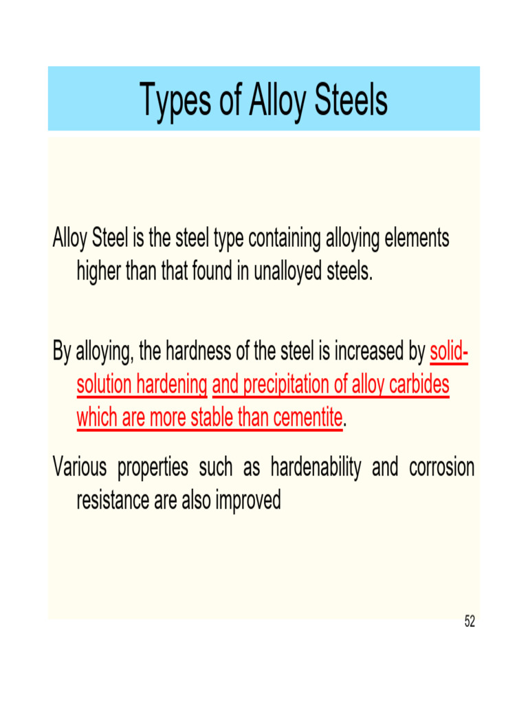 Types and Properties of Alloy Steels | PDF | Steel | Alloy