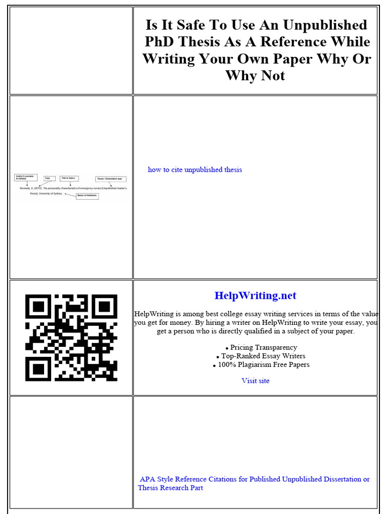 Is It Safe to Use an Unpublished PhD Thesis as a Reference While ...