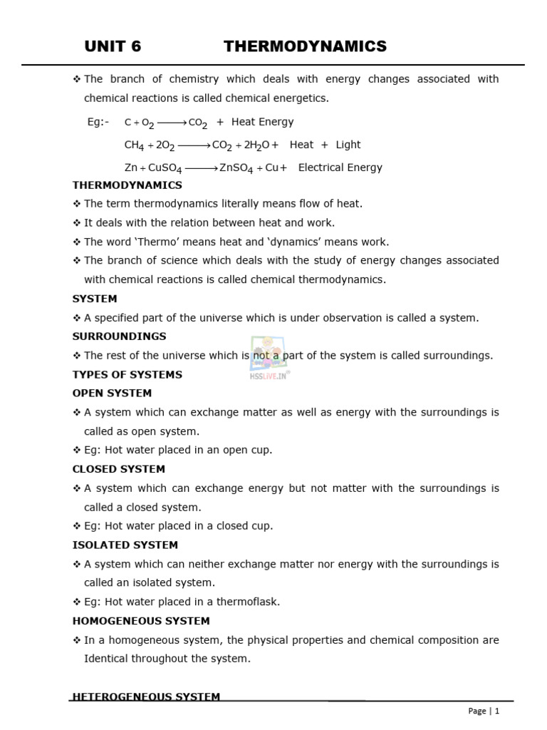 Hsslive Xi Chem 6. Thermodynamics | PDF | Enthalpy | Heat
