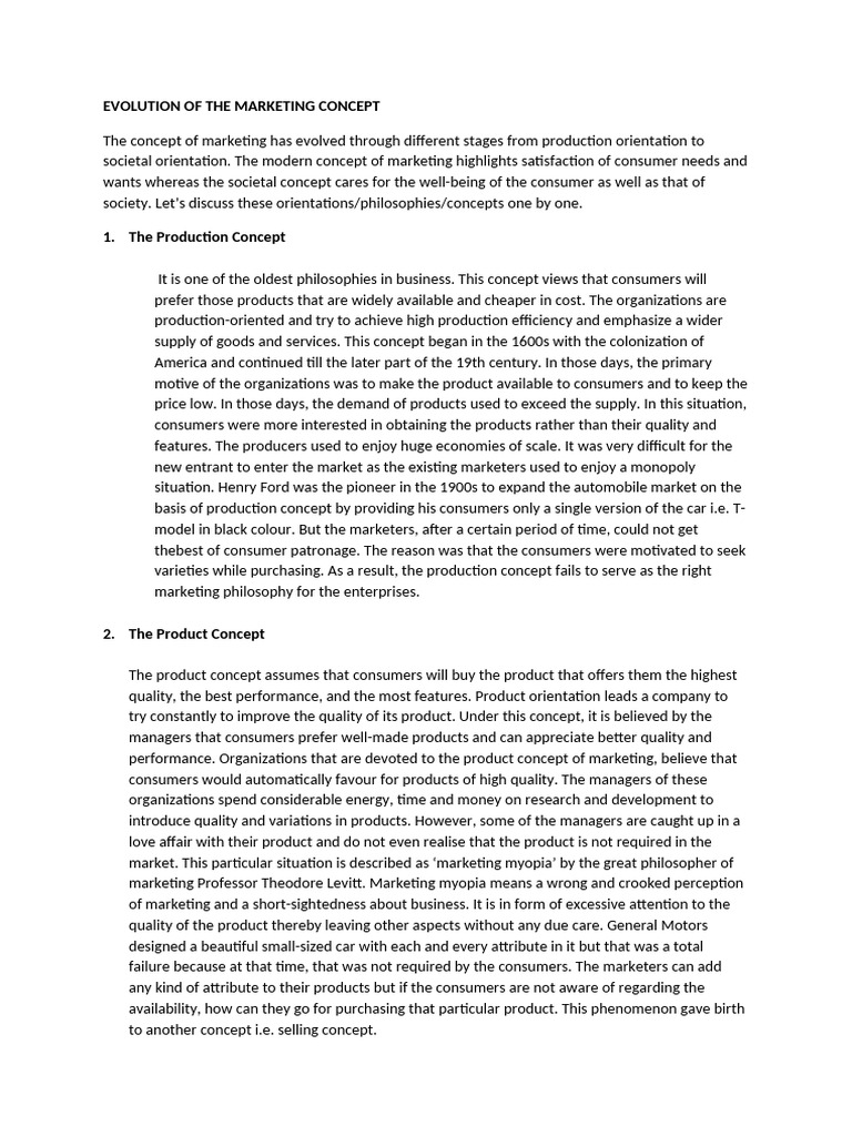 Evolution of The Marketing Concept and Philopsophies | PDF | Marketing ...