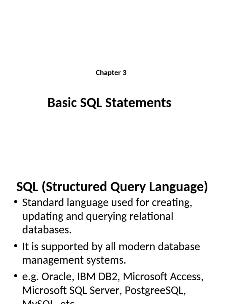 Chap 3 - Basic SQL Statements | PDF