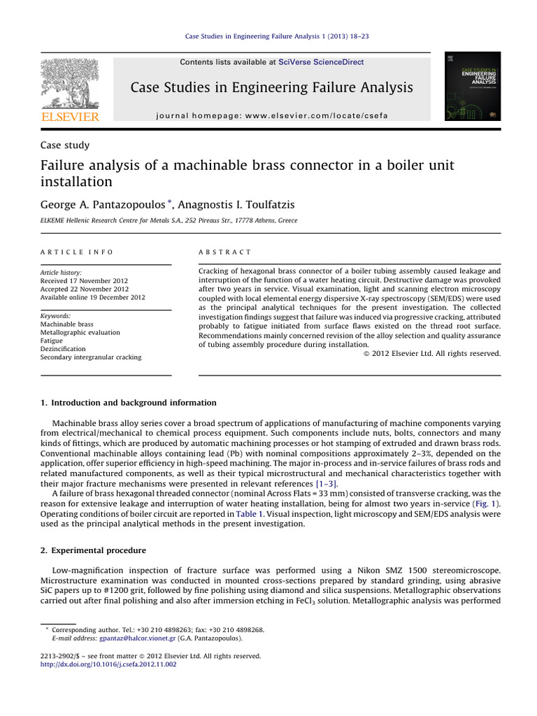 Failure Analysis of A Machinable Brass Connector I | PDF | Fracture ...