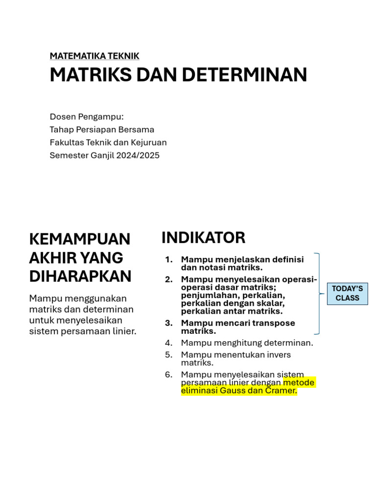 02b Matriks Dan Determinan - Matriks | PDF