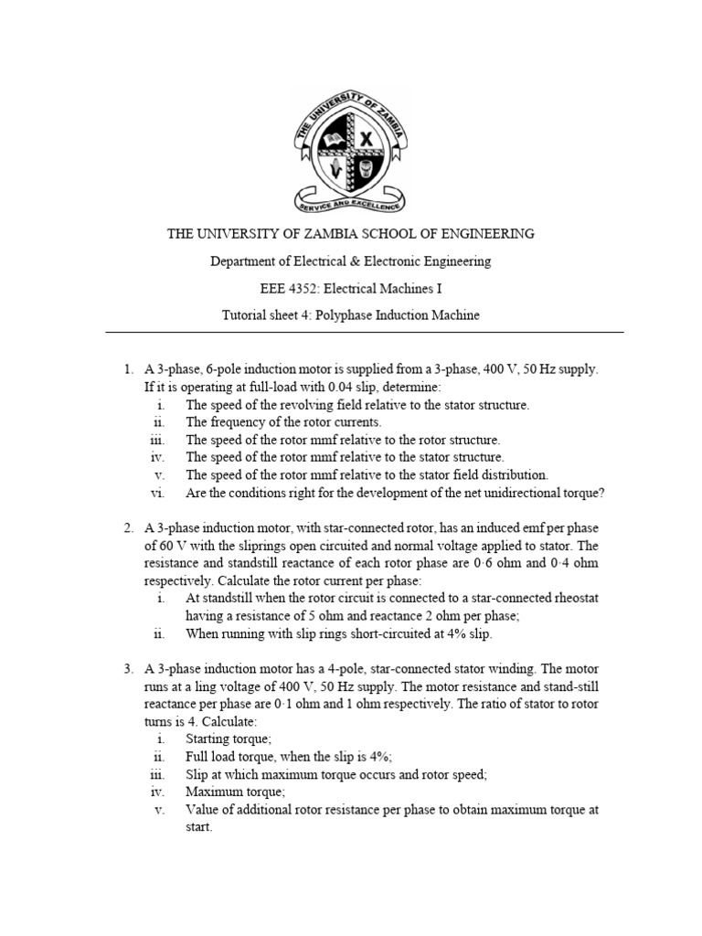 EEE 4352 Tutorial Sheet 4 - 2025 | PDF