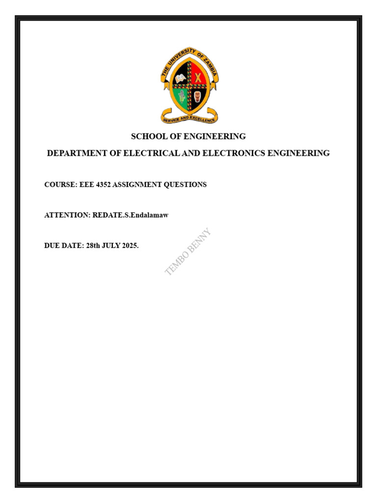 Eee 4352 Assignment Questions | PDF | Transformer | Electric Motor