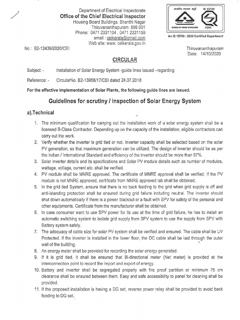 Guidelines Solar Electrical Inspectorate OCR | PDF | Photovoltaics ...