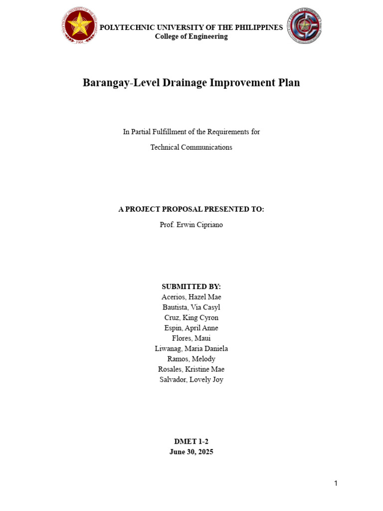 Barangay Flooding Solutions Proposal | PDF | Flood | Risk Management