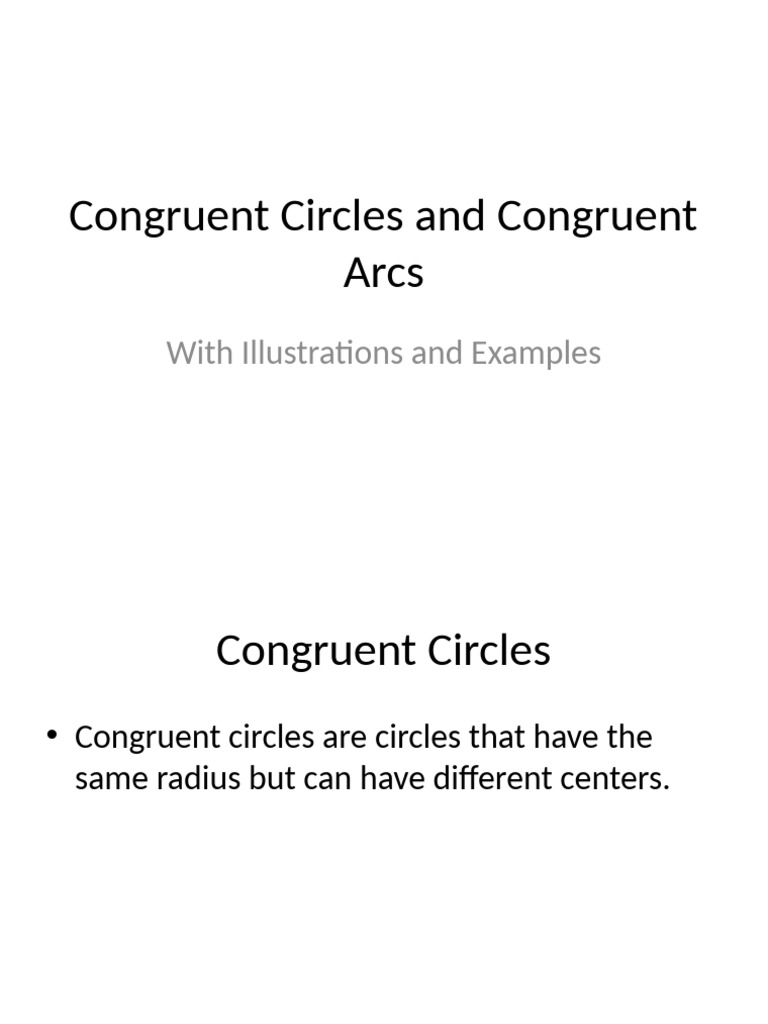 Congruent Circles and Arcs | PDF