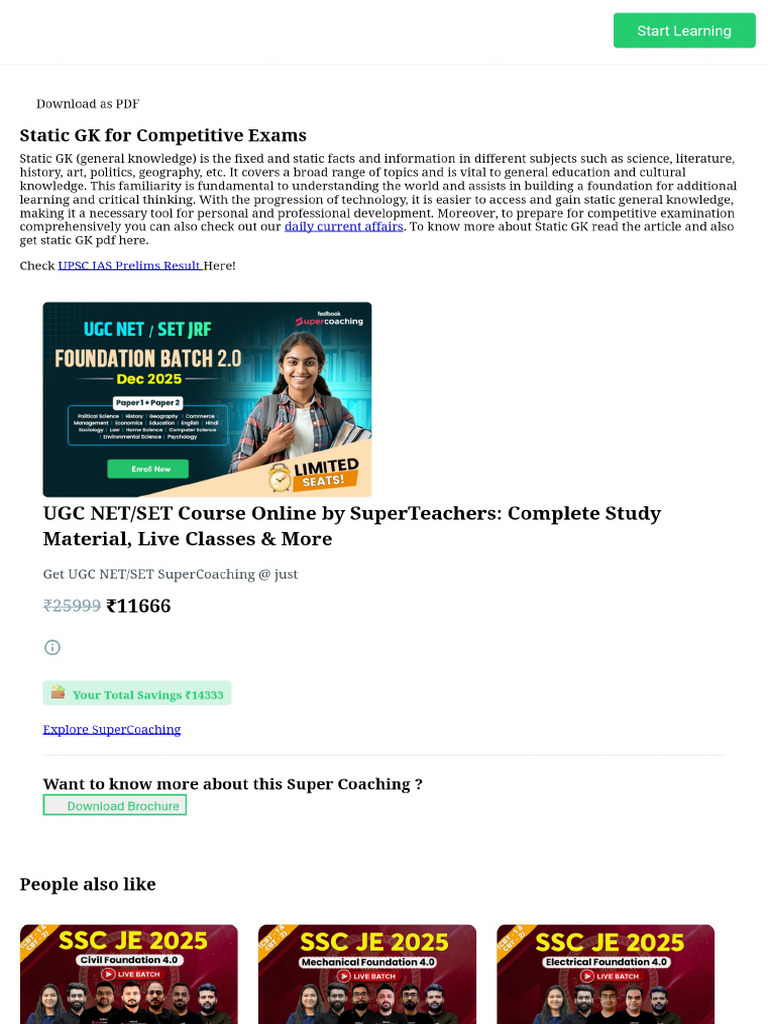 Static GK - All The Important General Knowledge Topics With Free PDF To ...