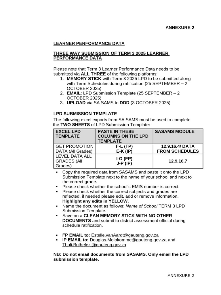 Term 3 2025 Learner Data Submission Guide | PDF