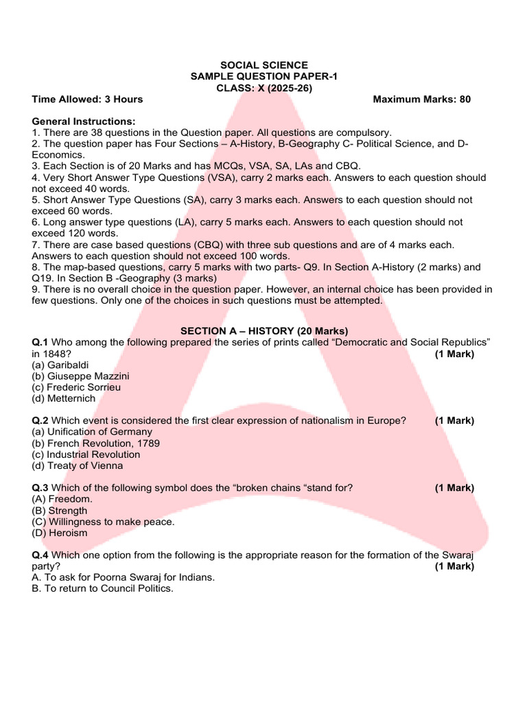 Mock Test SST Class 10 Cbse | PDF | Sustainability | Mahatma Gandhi
