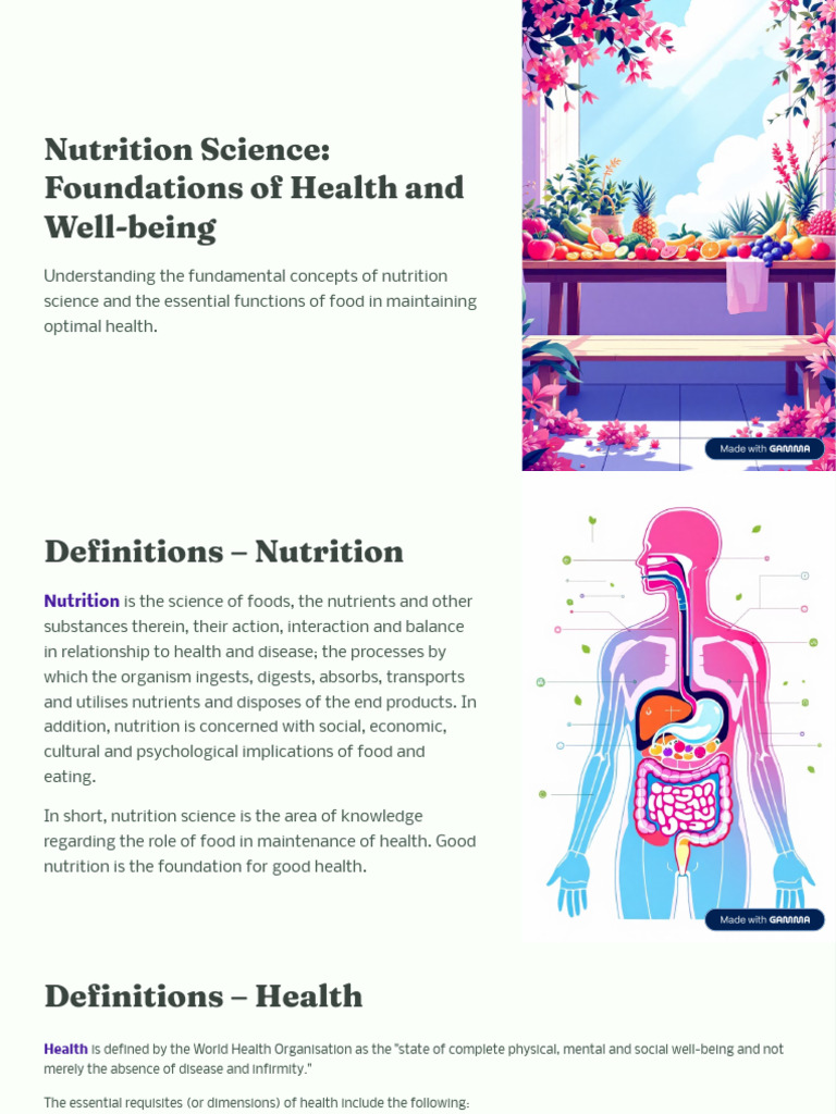 Nutrition Science and Health Essentials | PDF | Nutrients | Food Energy