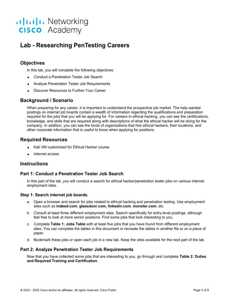 Week-01-Lab - Researching PenTesting Careers - ILM 1 | PDF | White Hat ...