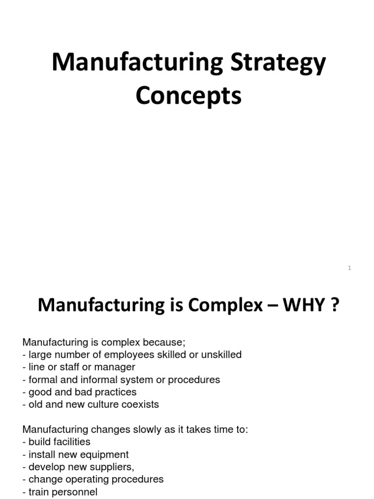 Manufacturing Strategy Concepts | Operations Management | Strategic ...