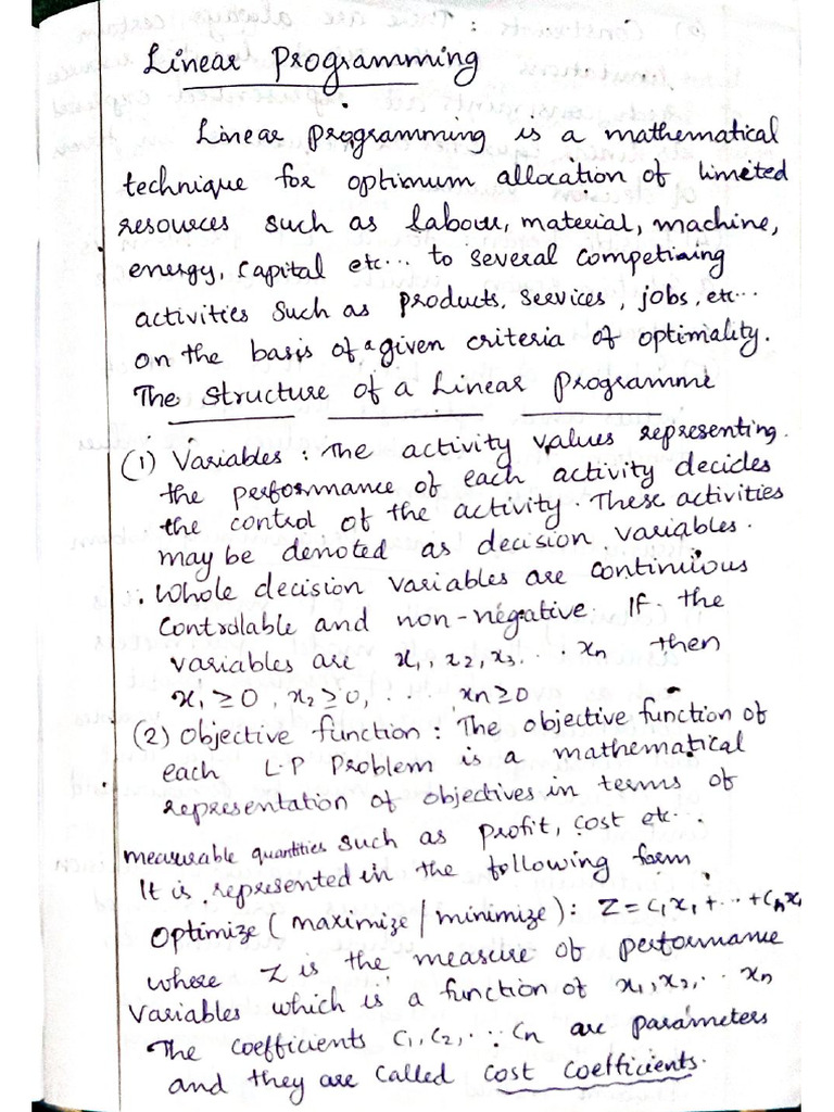 Notes of Linear Programming Problem | PDF