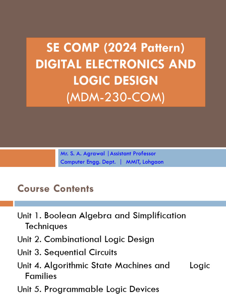 1 Introduction To Syllabus | PDF | Digital Electronics | Boolean Algebra