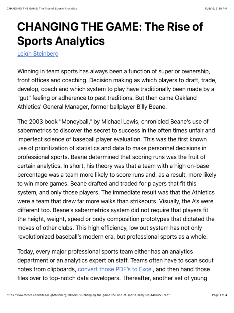 The Evolution of Sports Analytics | PDF | Sports