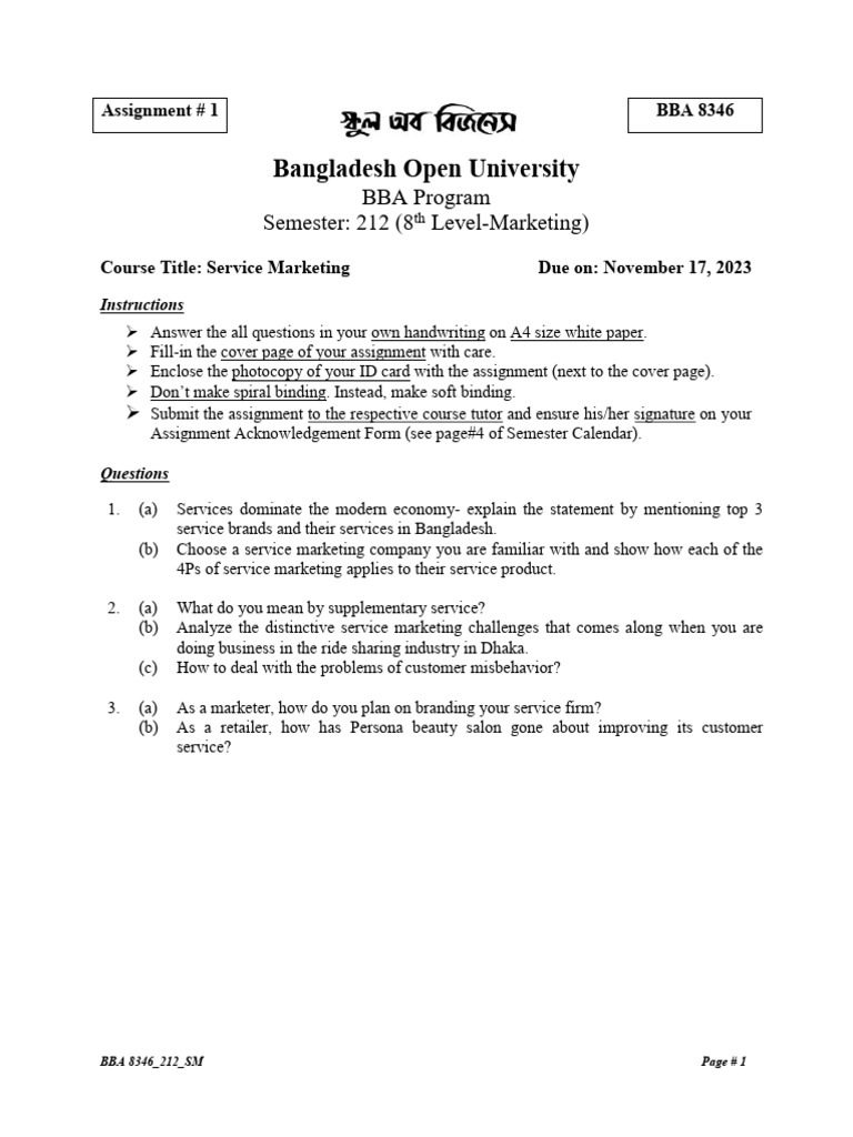 Service Marketing Assignments Overview | PDF | Brand | Marketing
