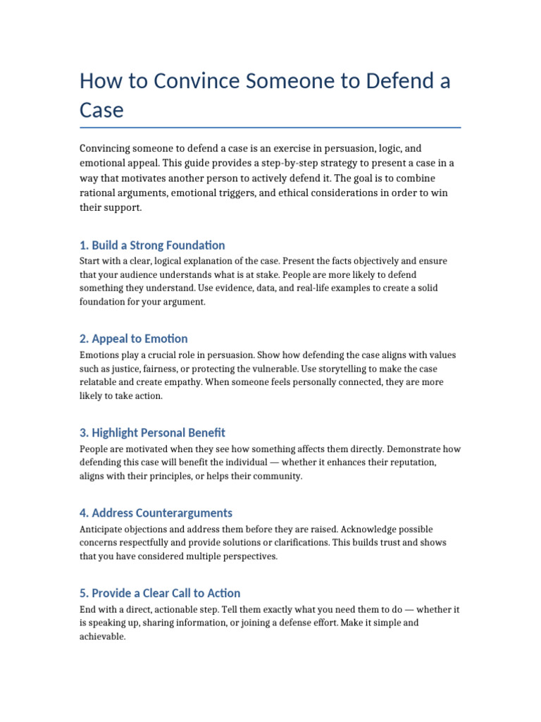 Convincing Someone To Defend A Case | PDF