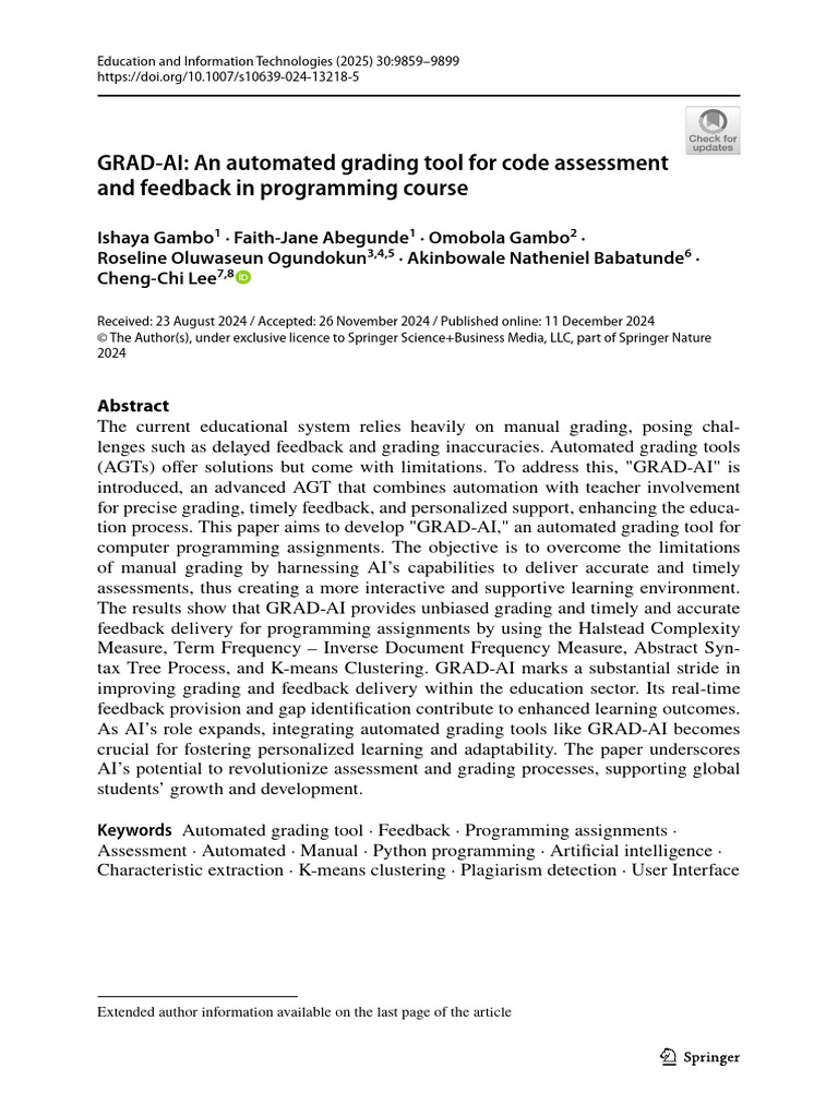 GRAD-AI An Automated Grading Tool For Code Assessment and Feedback in ...
