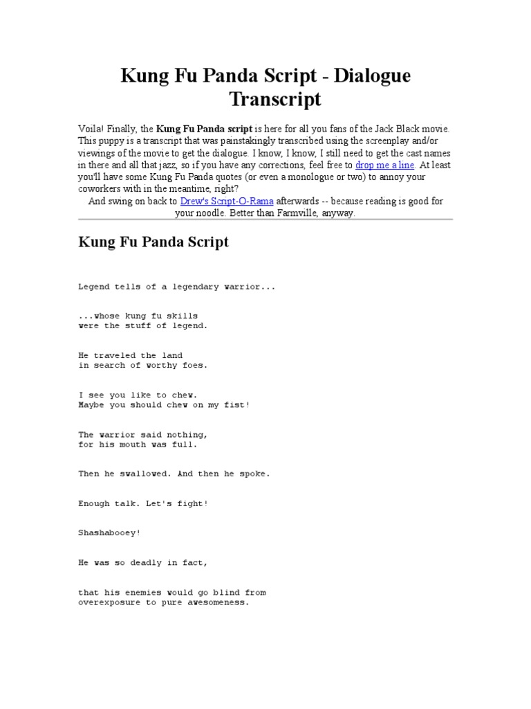 Kung Fu Panda | PDF | Leisure