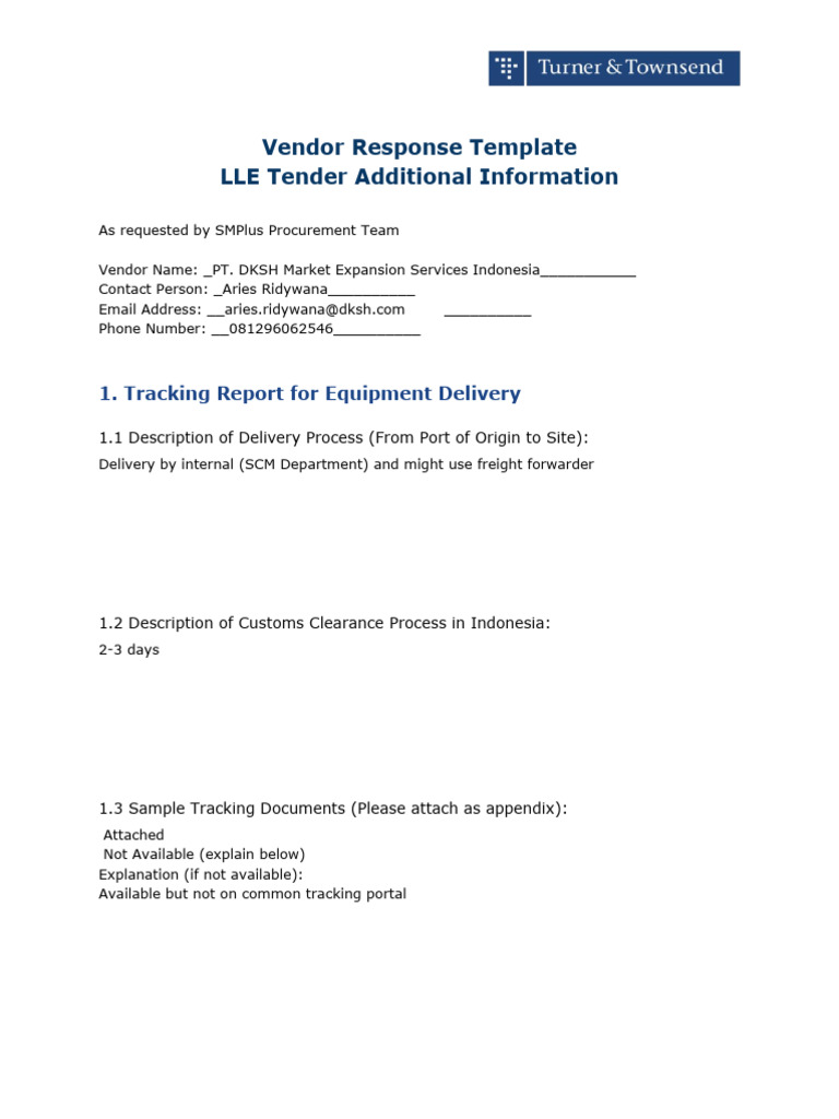 SMX01 - LLE Procurement Schedule | PDF