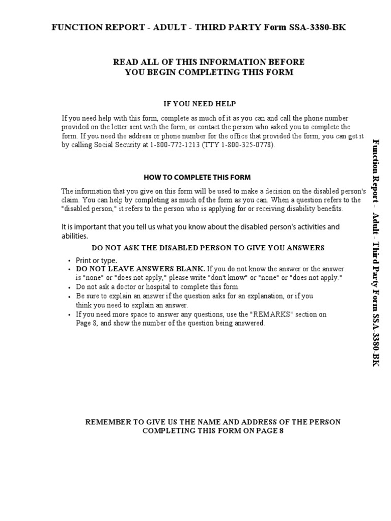 Ssa 3380 | PDF | Social Security Administration | Social Security ...