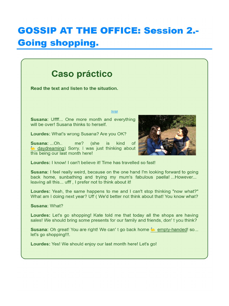 GOSSIP AT THE OFFICE Session 2. - Going Shopping. | PDF