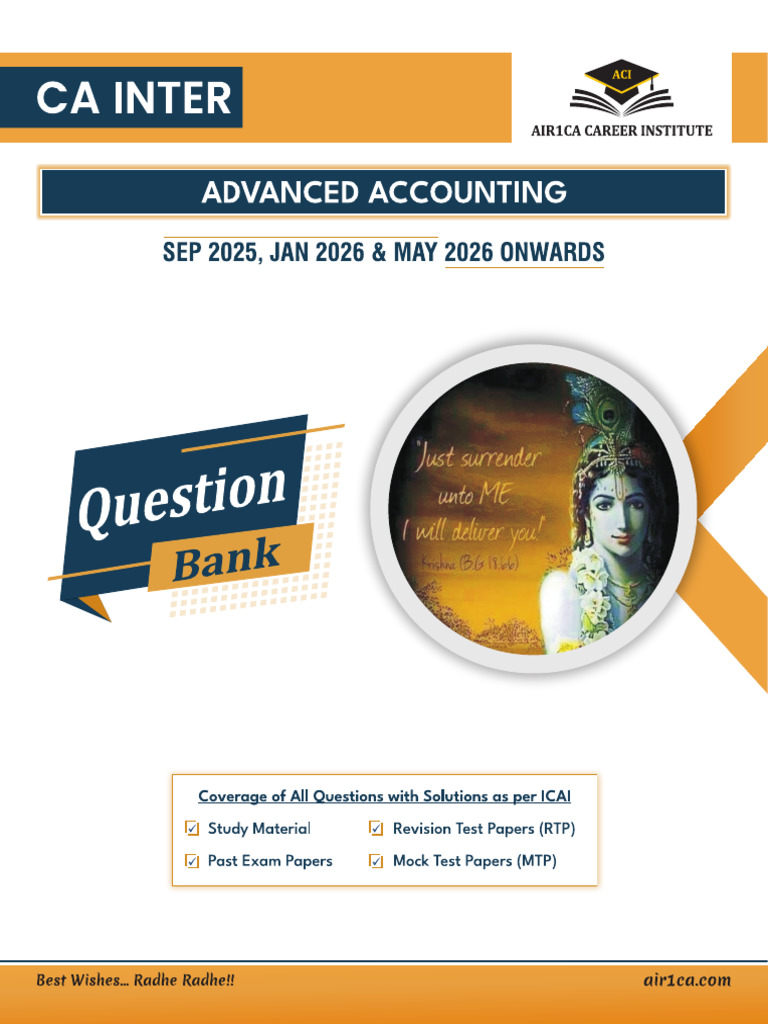 CA Inter ACCOUNTS QB Index & Source of Questions | PDF