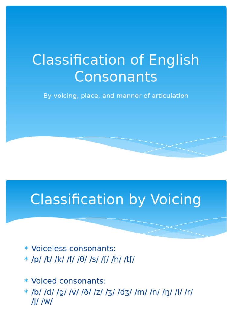 English Consonant Classification Guide | PDF