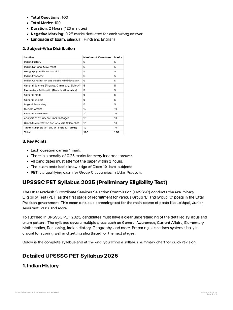 UPSSSC PET Syllabus 2025 (Updated & Revised) | PDF | Science | Geography