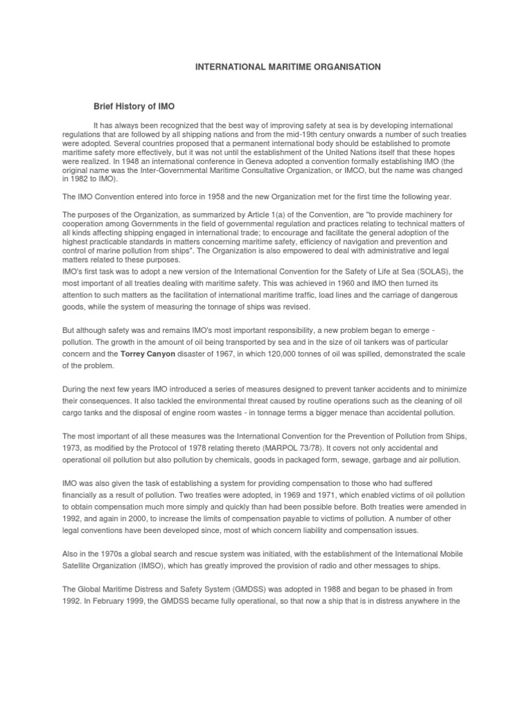 IMO History | PDF | Industries | Shipping