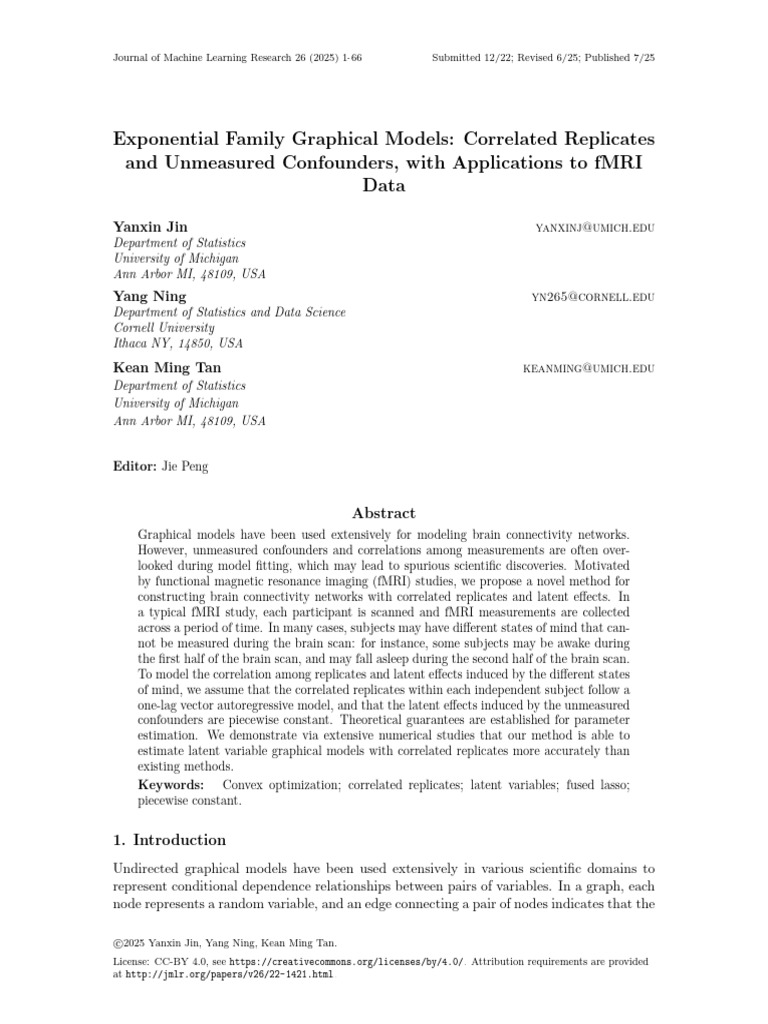 Exponential Family Graphical Models for fMRI | PDF | Confounding ...