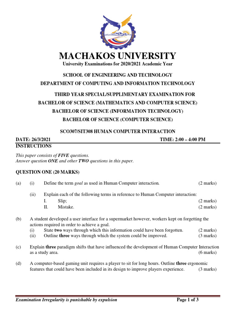 Sco307sit308 Human Computer Interaction | PDF | Human–Computer Interaction | User Interface