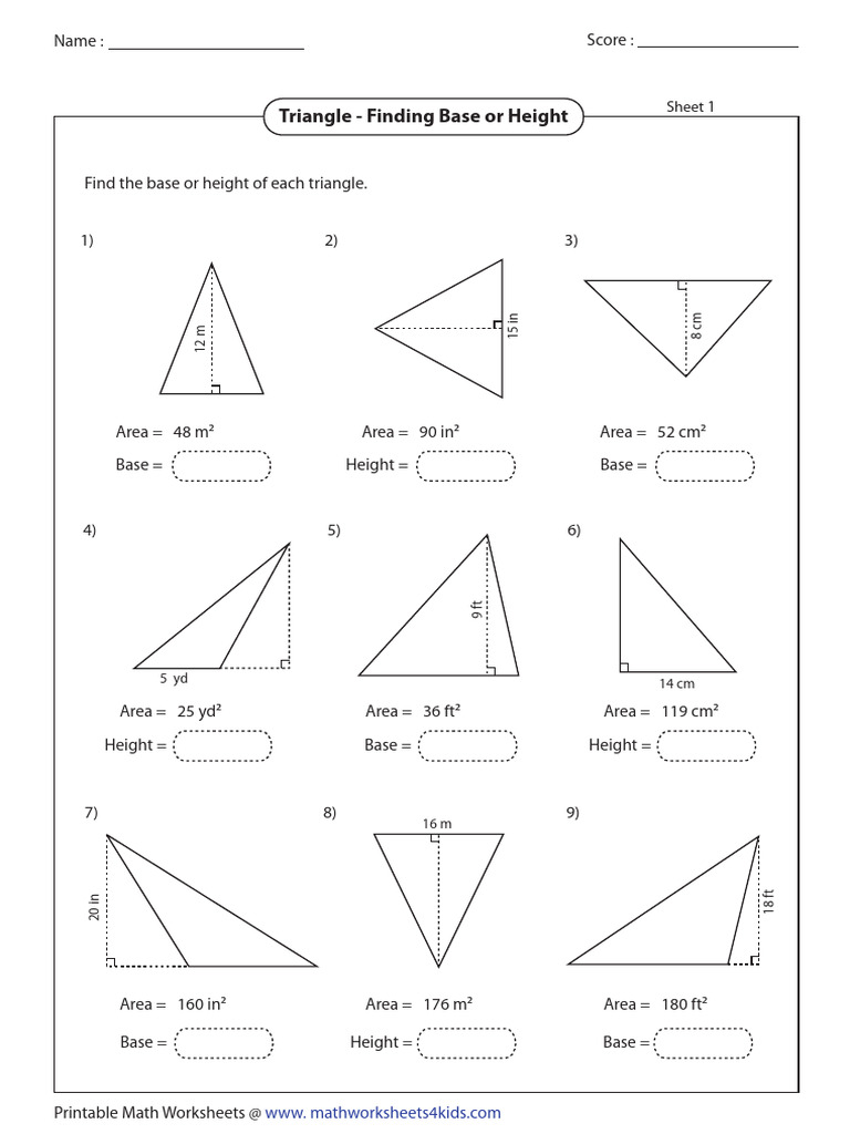 Find Missing Triangle Dimensions | PDF