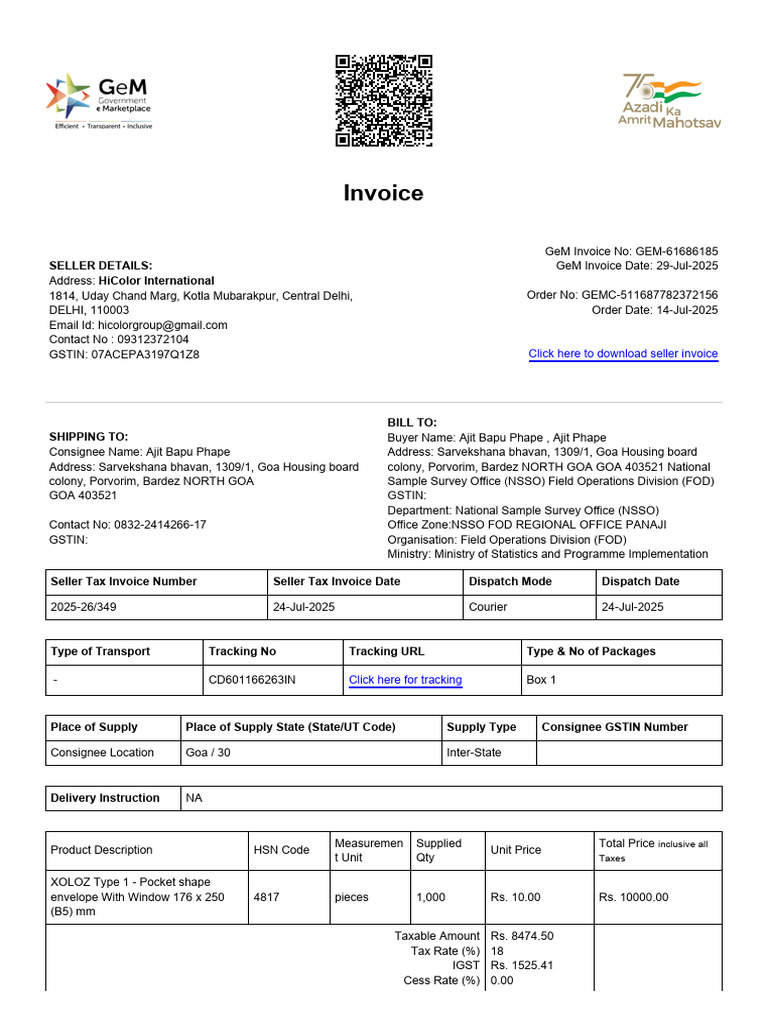 GST Invoice for HiColor International | PDF | Invoice | Taxation