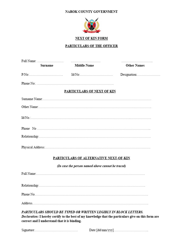 Next of Kin Form | PDF