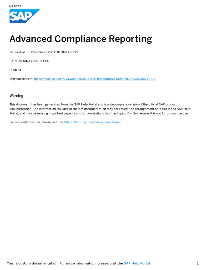 SAP Advanced Compliance Reporting Guide | PDF | Value Added Tax | Business