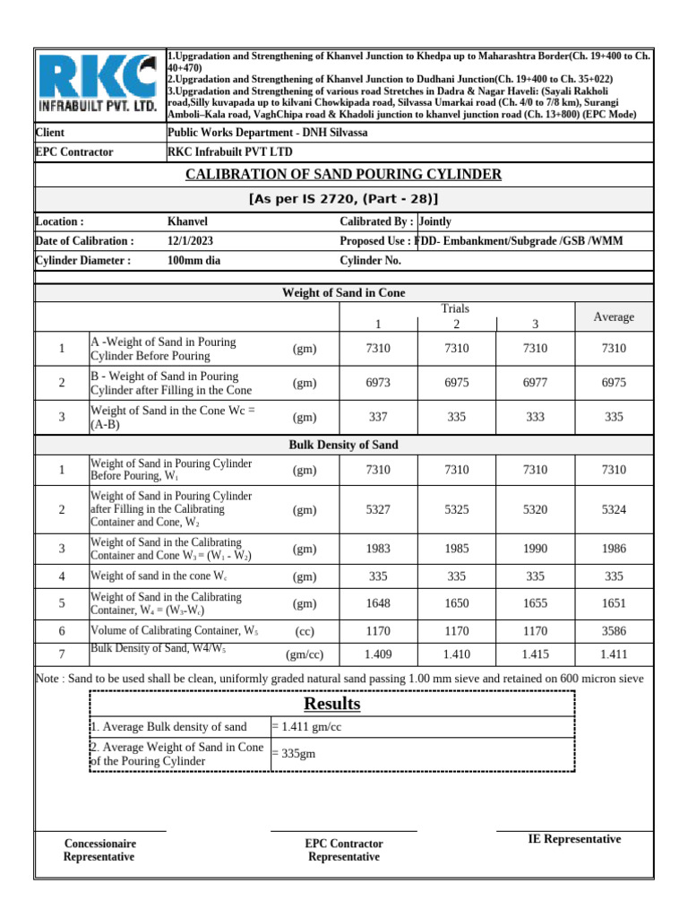 Calibration Sand Pouring Cynider | PDF | Physical Quantities | Natural ...