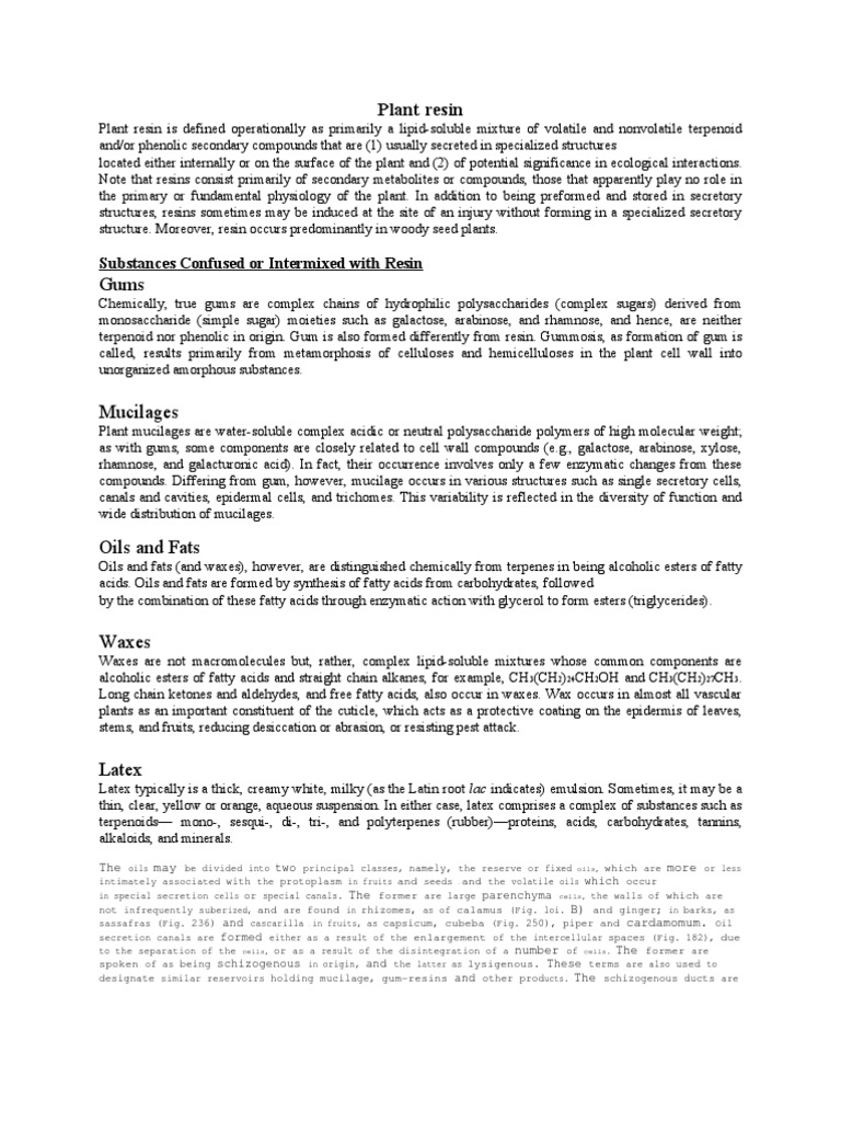Plant Resins | PDF | Resin | Polysaccharide
