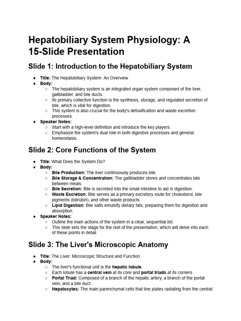 Detailed Hepatobiliary System Physiology - A 15-Sli... | PDF | Bile | Liver