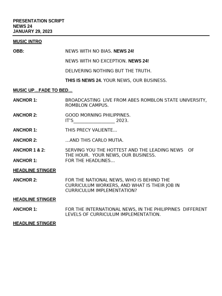 Presentation Script | PDF | Cognition