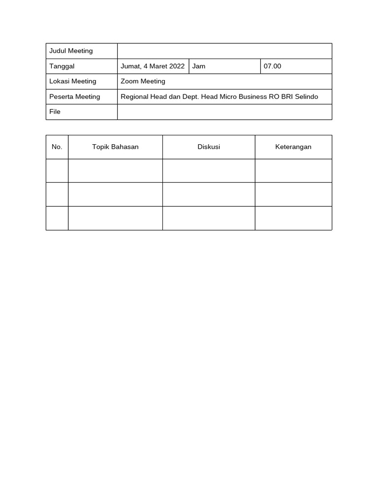 Template Notula Rapat | PDF