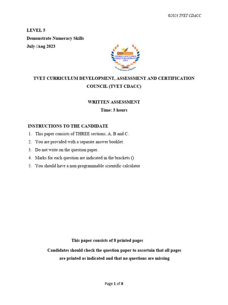 5-Perioperative Theatre Technology-1689757110.5 Numeracy Candidate Tool ...