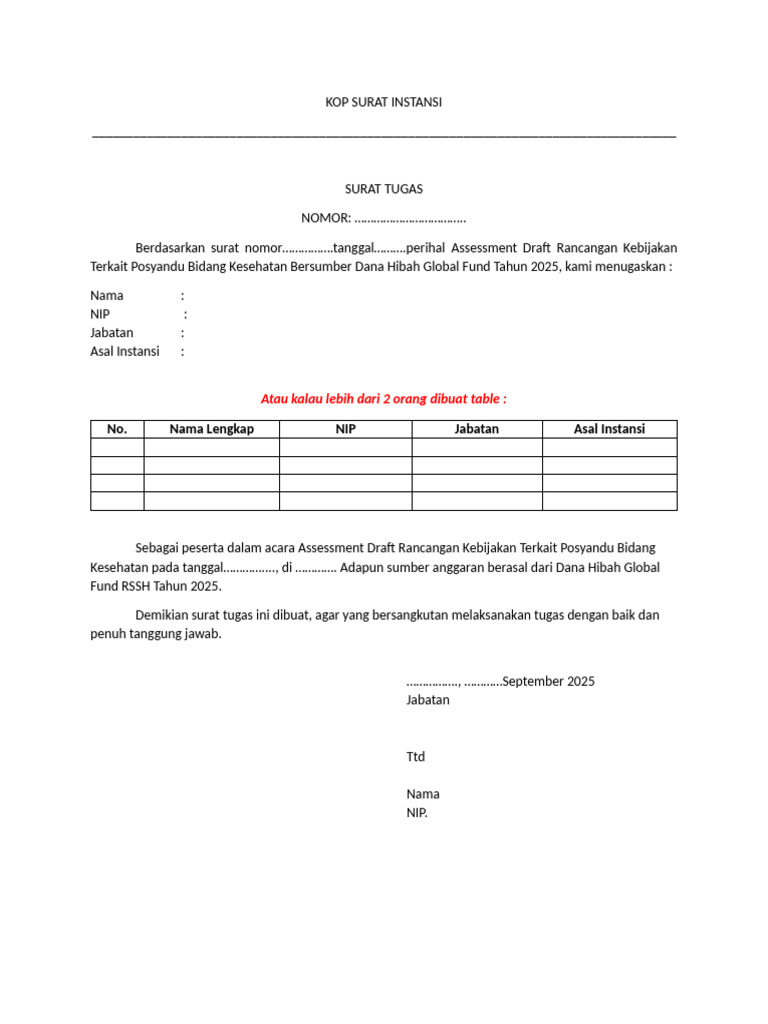 Format Surat Tugas Pdf