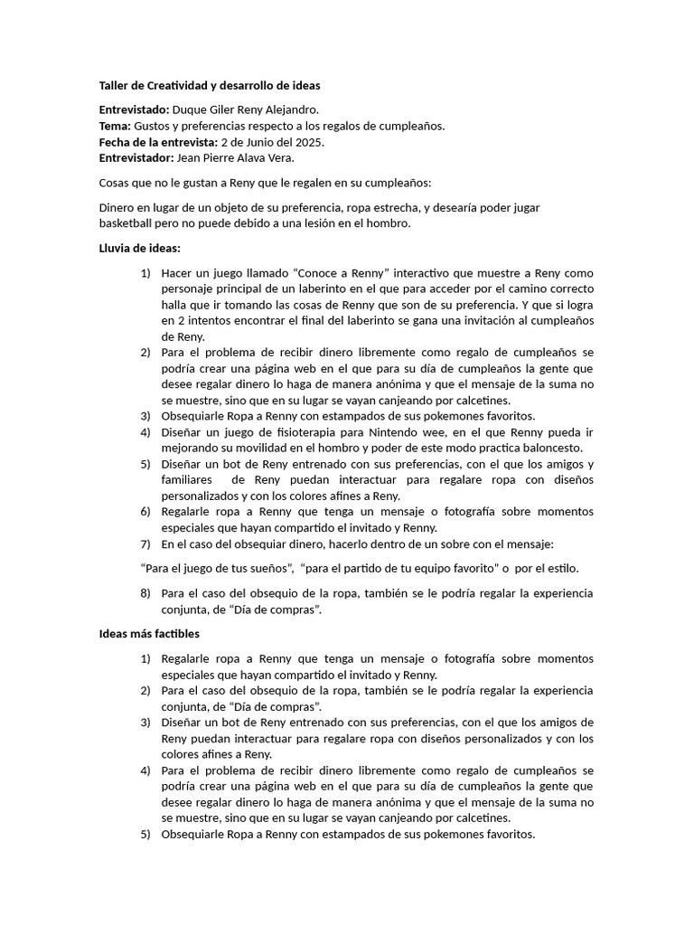 Taller de Creatividad (Jean Alava) | PDF